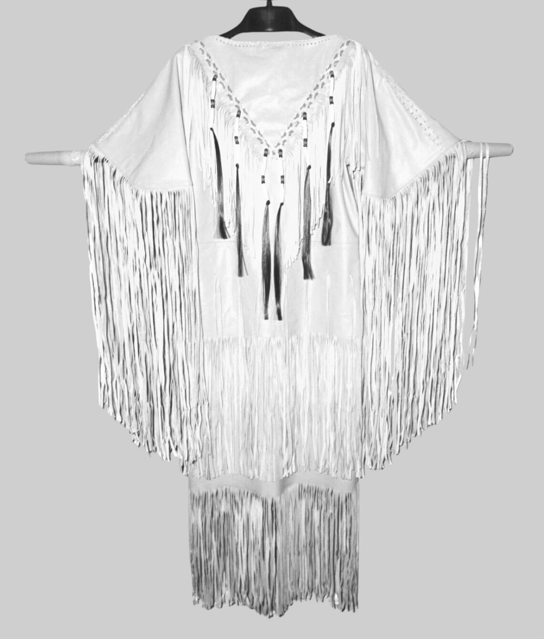 Native American Powwow Regalia Dress | White Fringe Suede Handmade ...