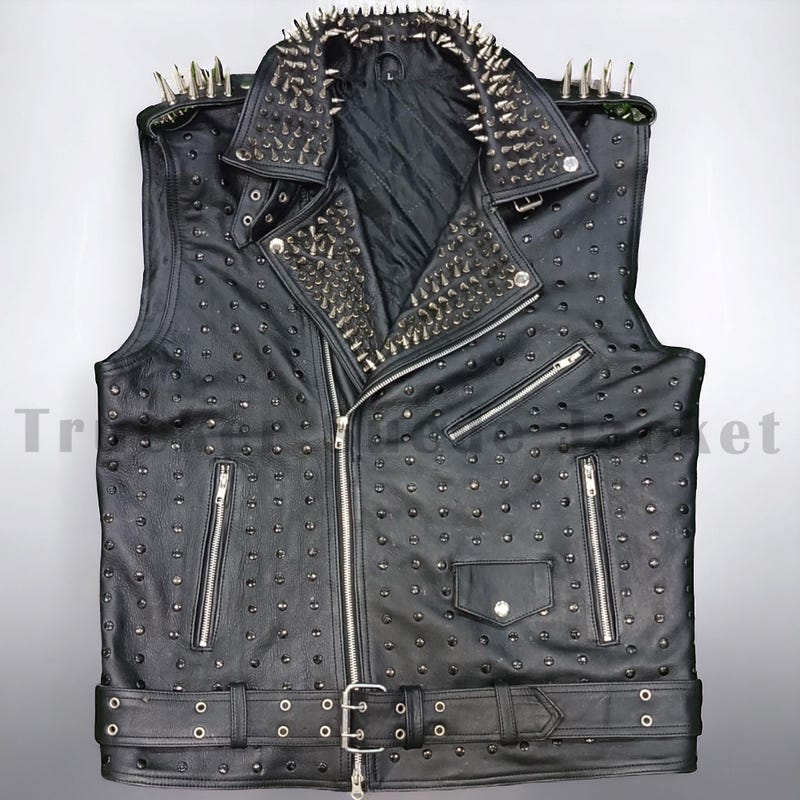 Mens Punk Leather Vest - Etsy