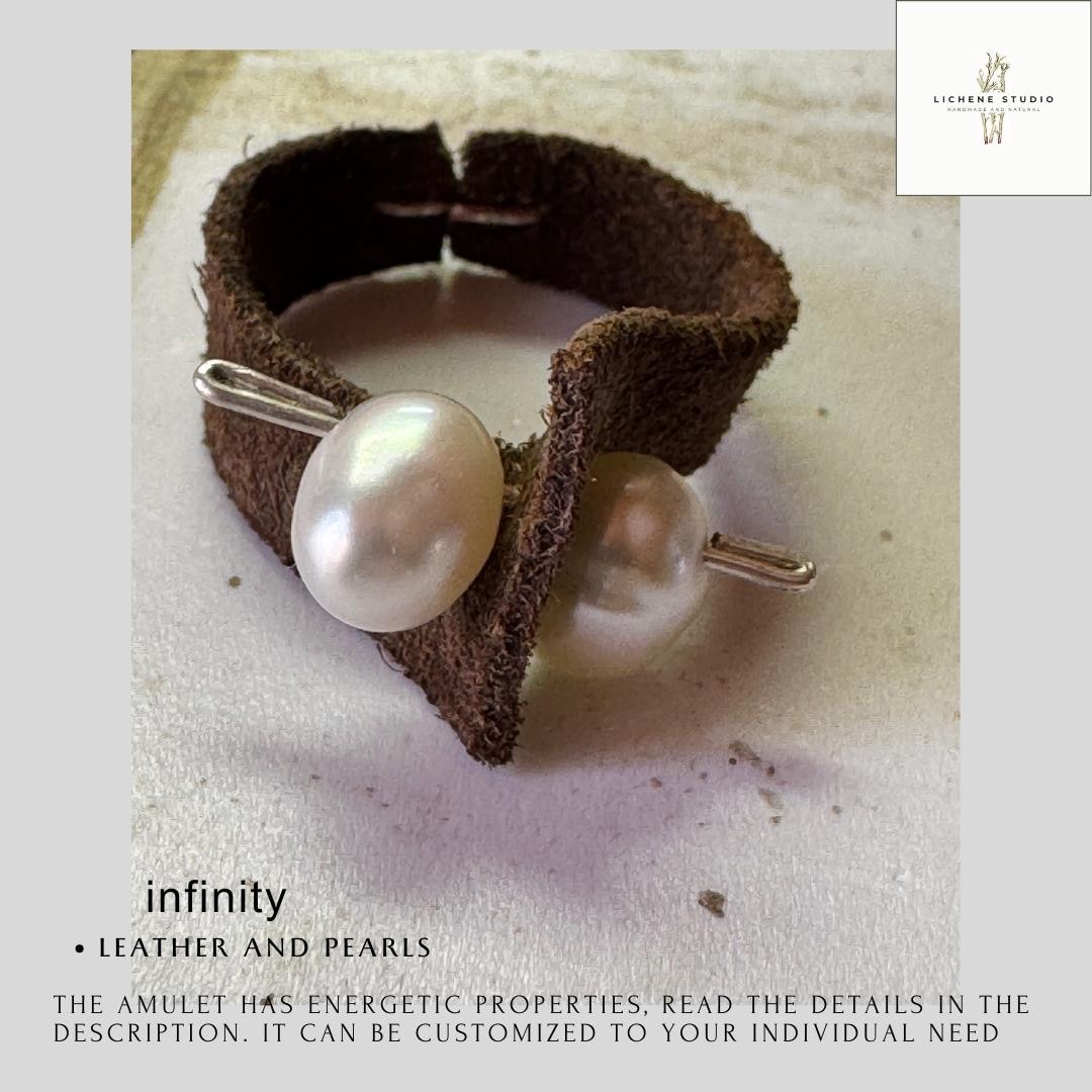 Boho Style Amulet Ring Made of Leather and Pearls, Handmade - Etsy