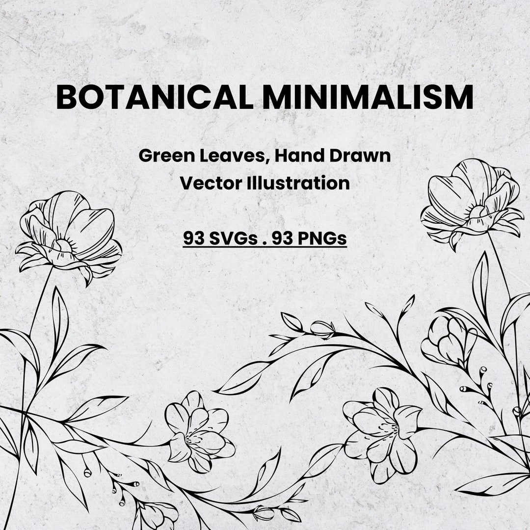 Botanical Minimalism Clipart, Floral Line Art Png, Botanical Flowers ...