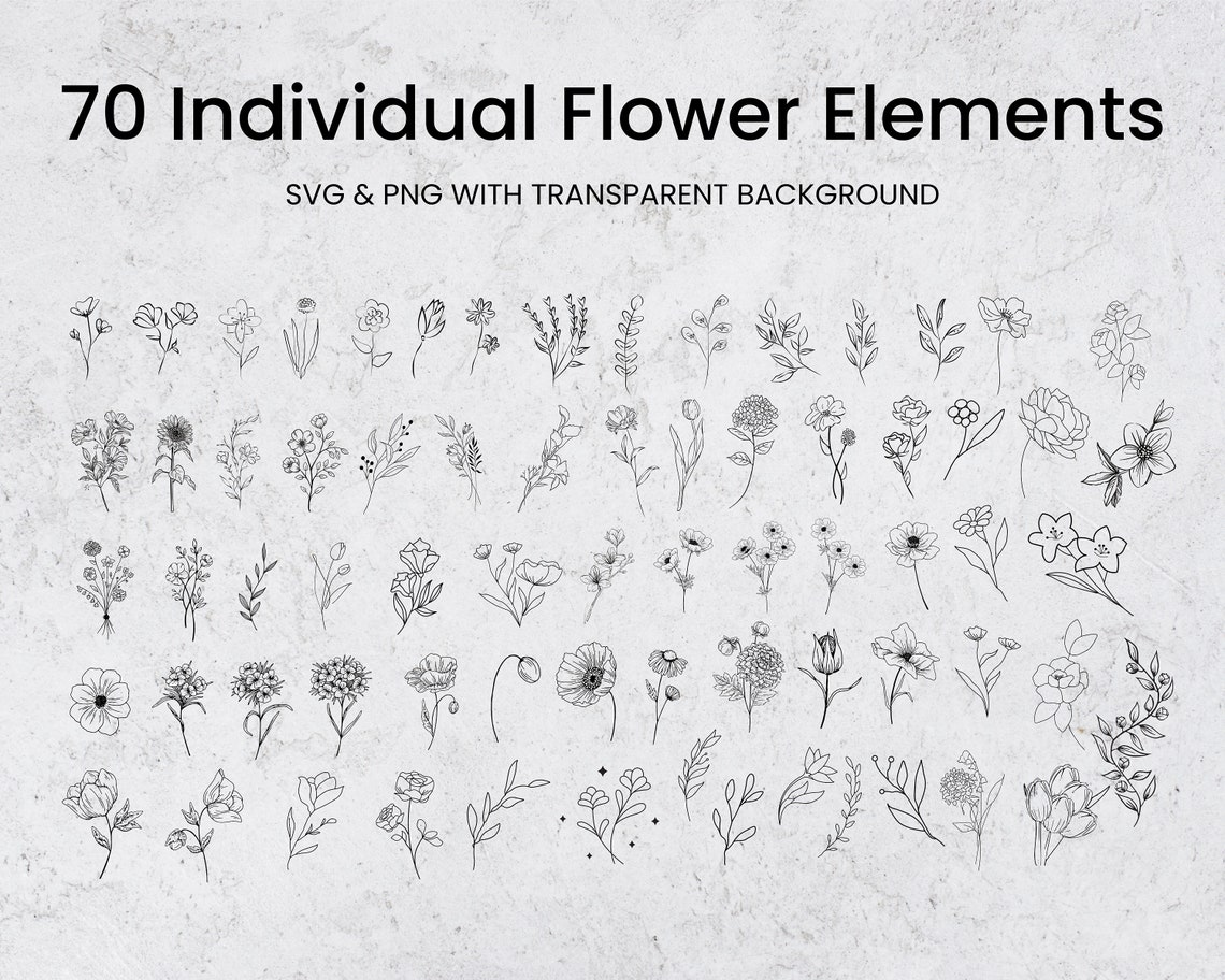 Spring Flower Clipart, Botanical Svg Bundle, Floral Svg, Flowers Svg ...
