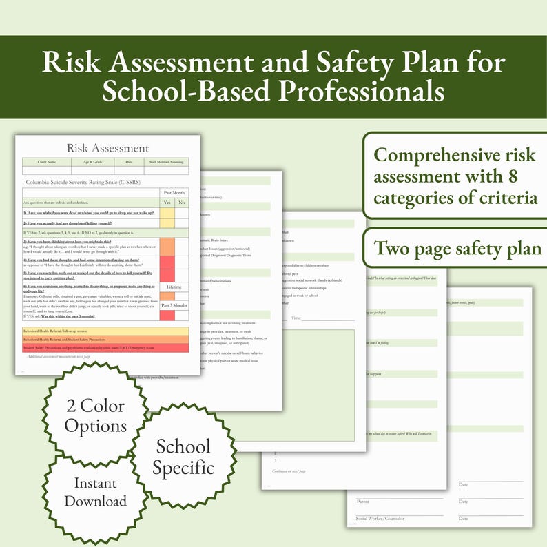 Risk Assessment and Safety Plan for School Professionals - Etsy