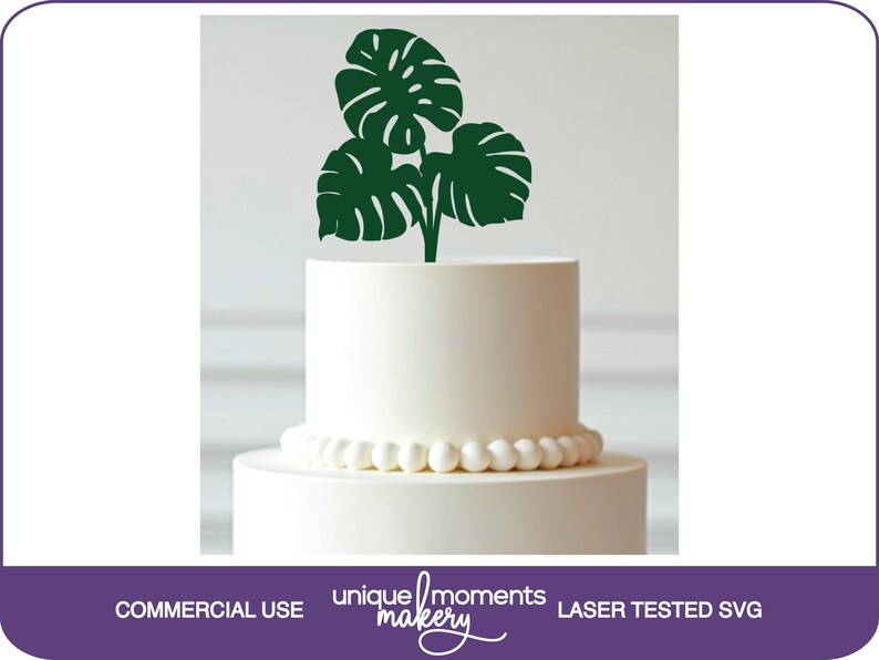 Monstera 3 Leaf Cake Topper Laser SVG, Lush Tropical Leaf Cut File for ...