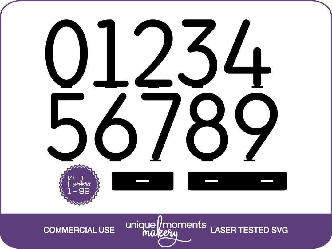Laser Cut Table Numbers 1-99 SVG File | Modern Elegant Design for ...