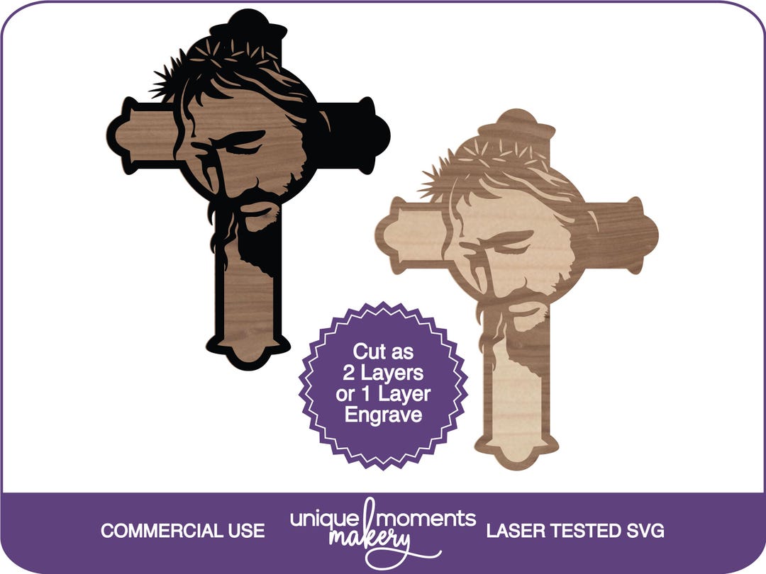 Jesus With a Crown of Thorns Crucifixion Cross Laser Cut File SVG for ...
