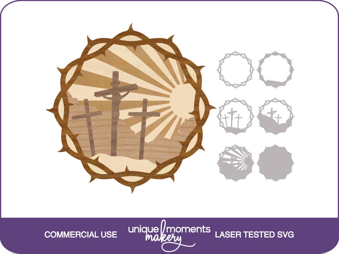 Crown of Thorns Crucifixion Scene 6 Layer Laser Cut File SVG for Easter ...