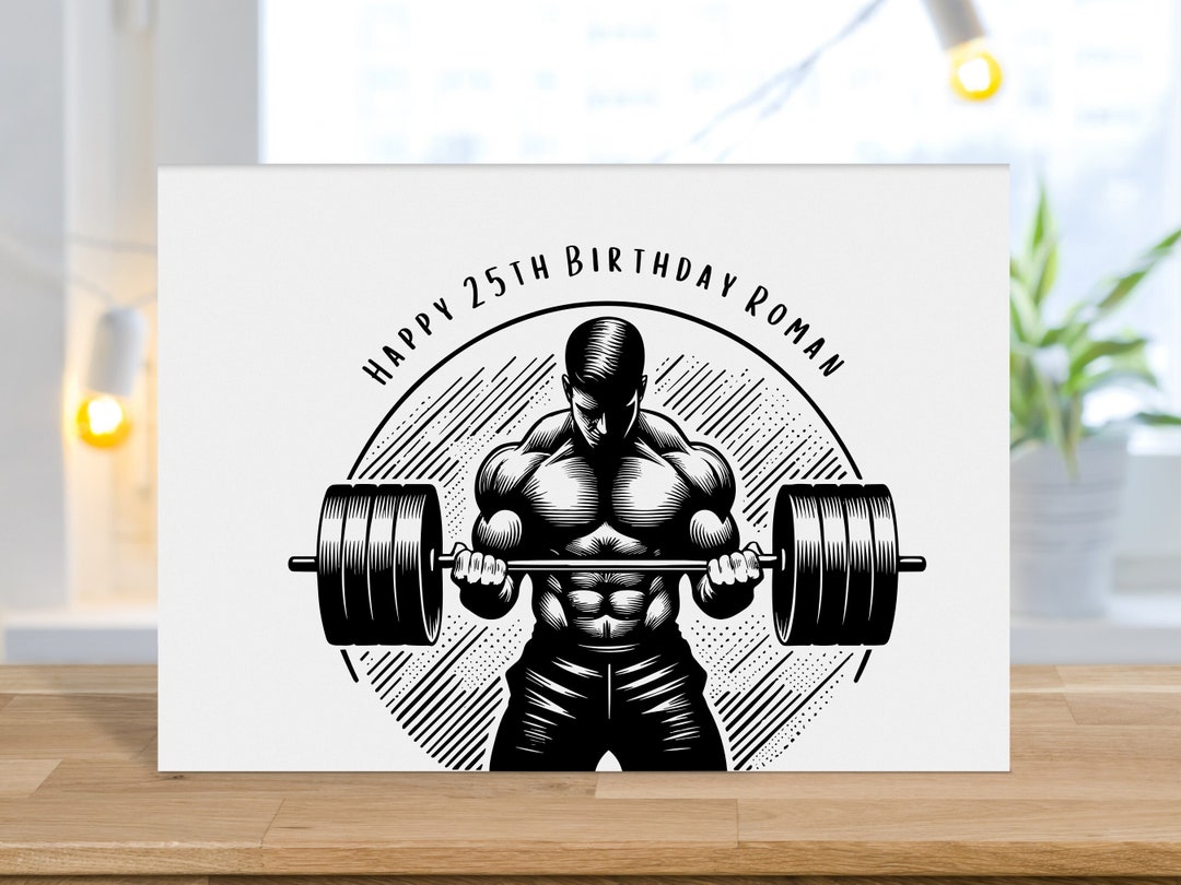 Gym Birthday Card for Him Gym Lover Card Muscle Man Birthday Card Gym ...