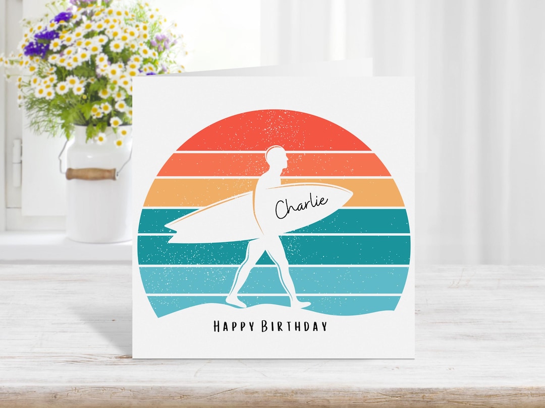 Surfing Birthday Card surfer Birthday Card Watersports Birthday Card - Etsy