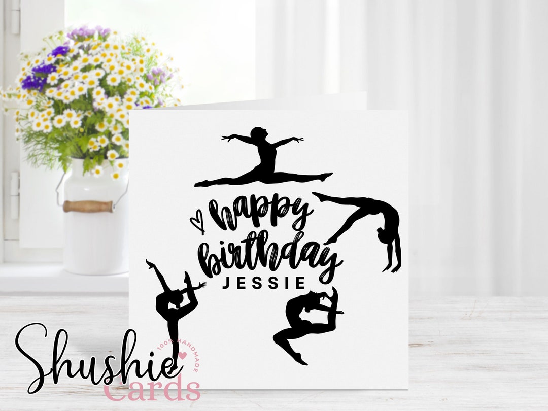 Gymnast Birthday Card Gymnastics Card Gymnastics Birthday Card Girls ...
