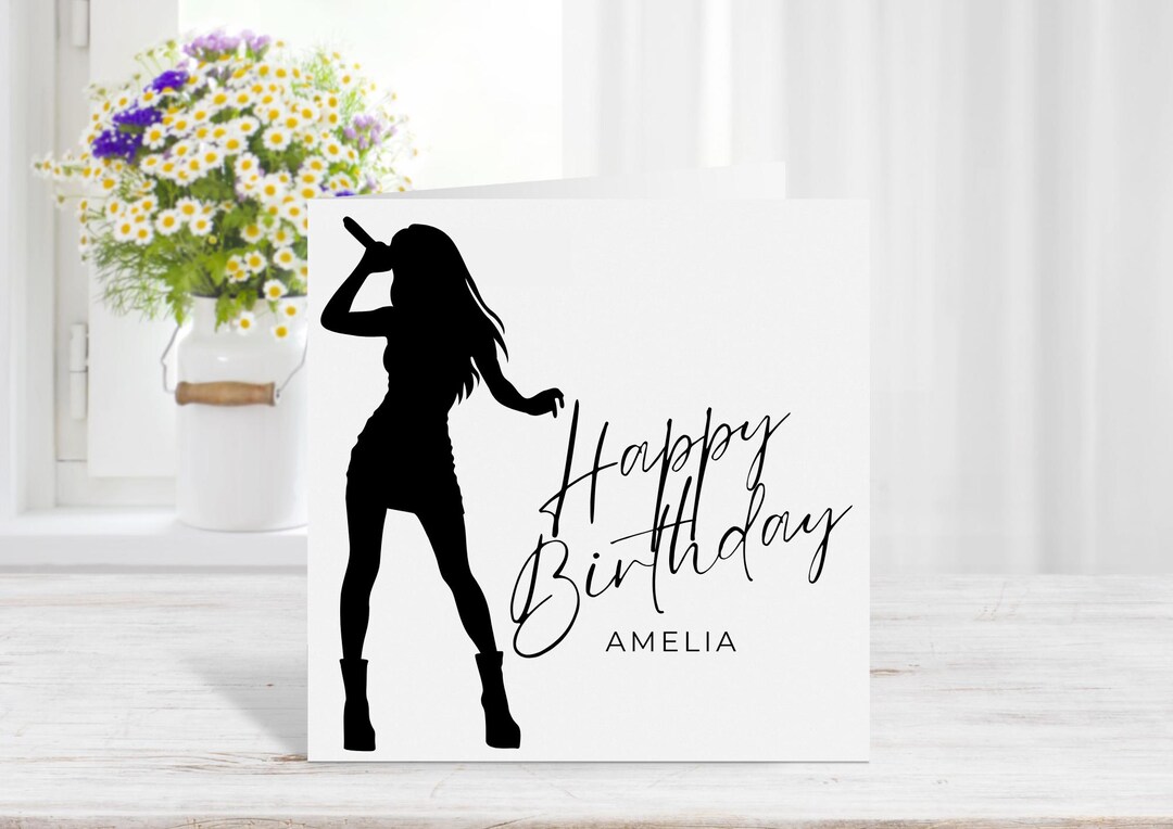Singer Birthday Card: Black & White Music Theme - Etsy