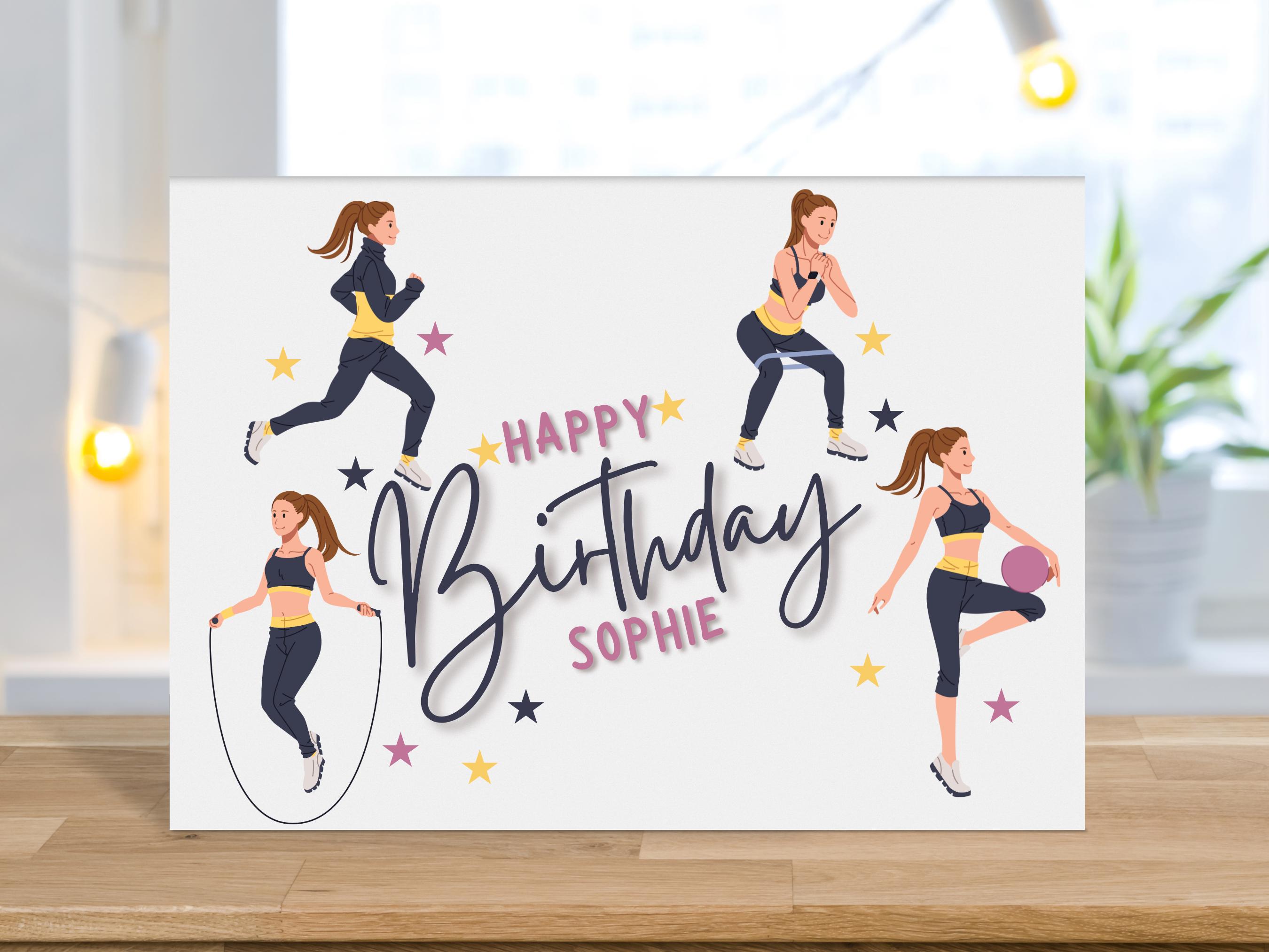 Gym Birthday Card for Her Gym Card for Friend Weightlifting Card for ...