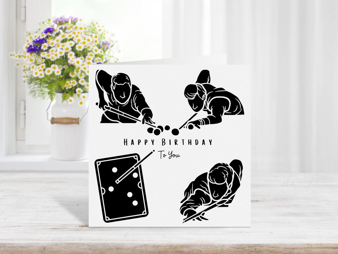 Snooker Birthday Card: Bold Black & White Design - Etsy