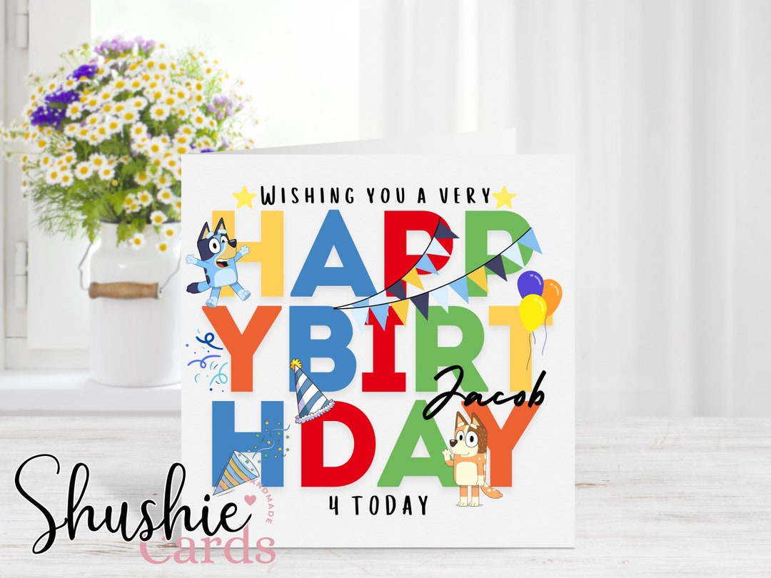 Bluey Birthday Card Personalised Bluey Card for Kids Bluey Cards for ...
