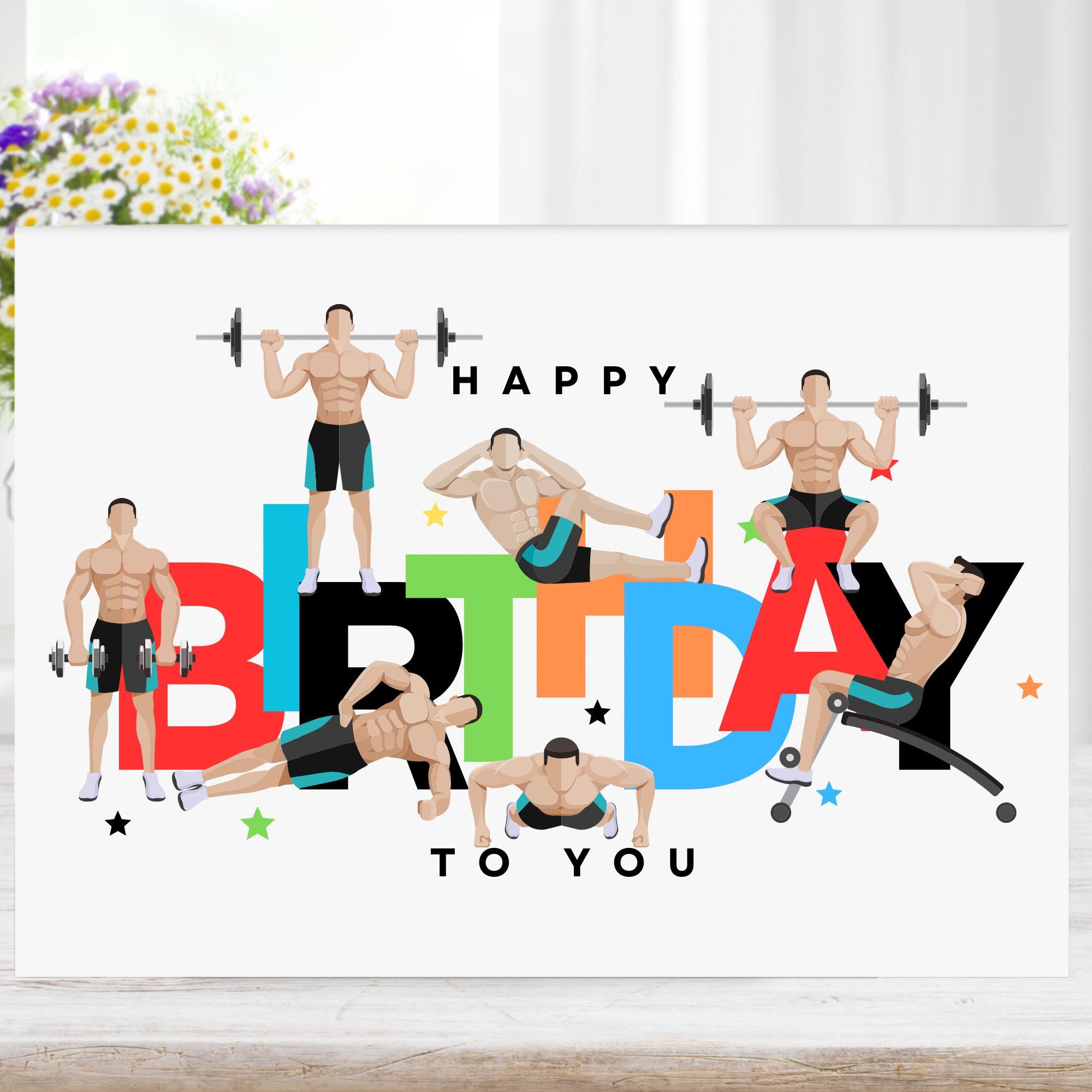 Gym Birthday Card for Him Customised Gym Card for Weightlifters Any Age ...