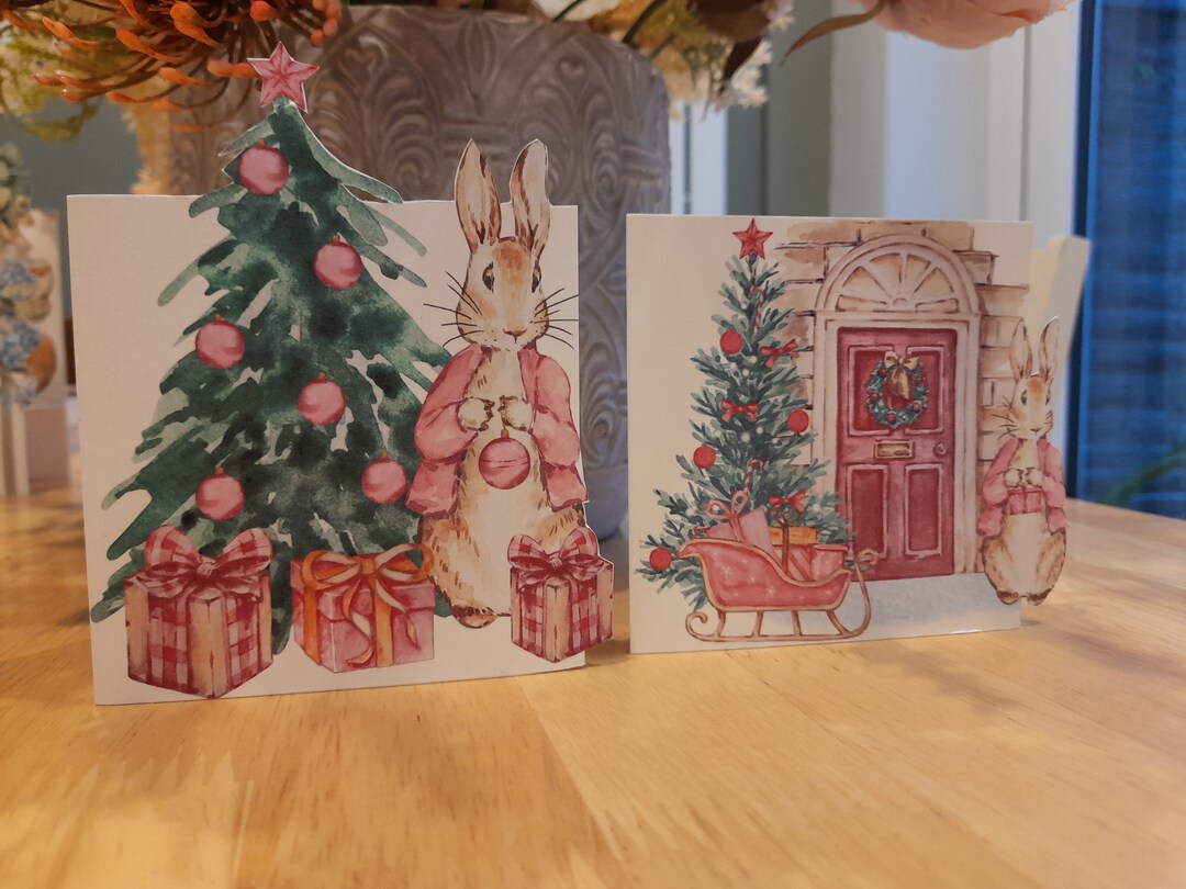 Peter Rabbit Christmas Cards Set of 4 Peter Rabbit Xmas Cards Flopsy ...