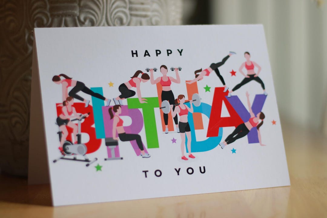 Gym Birthday Card for Her Gym Card for Friend Weightlifting Card for ...