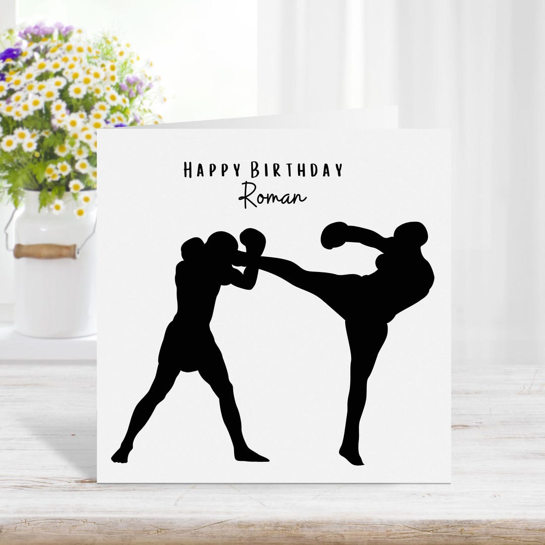 Kickboxing Birthday Card | Custom Age for Dad Husband Brother Son - Etsy