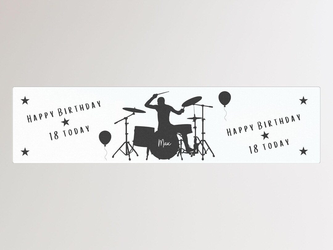 Drummer Birthday Banner - Etsy UK