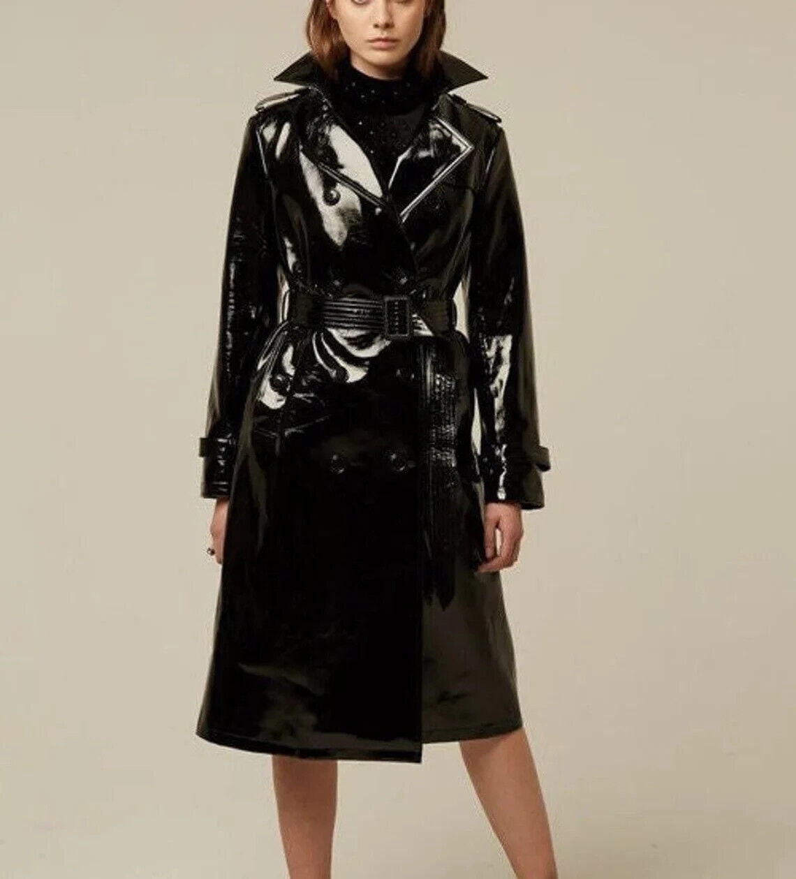 New Black PVC Trench Vinyl Shinny Coat Waterproof Winters Long Coat - Etsy
