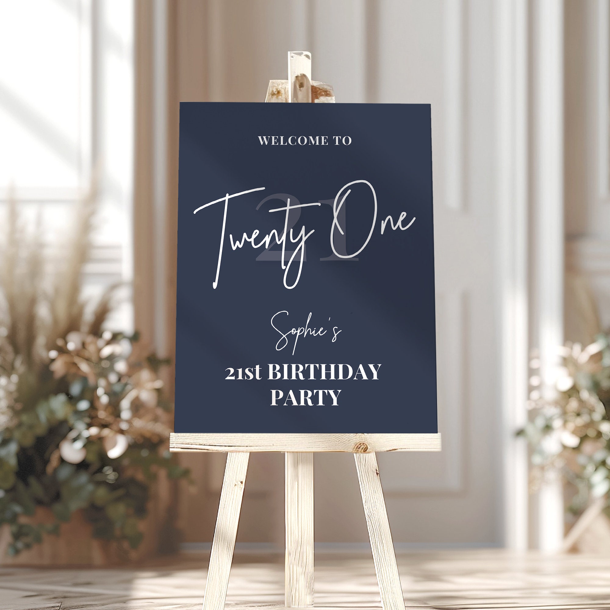 Editable Navy Birthday Party Welcome Sign 40th Birthday Party Sign for ...