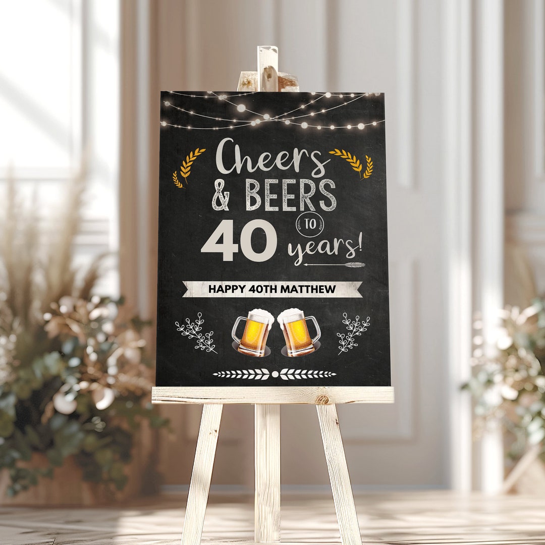 Cheers and Beers Birthday Party Welcome Sign Template Printable 50th ...