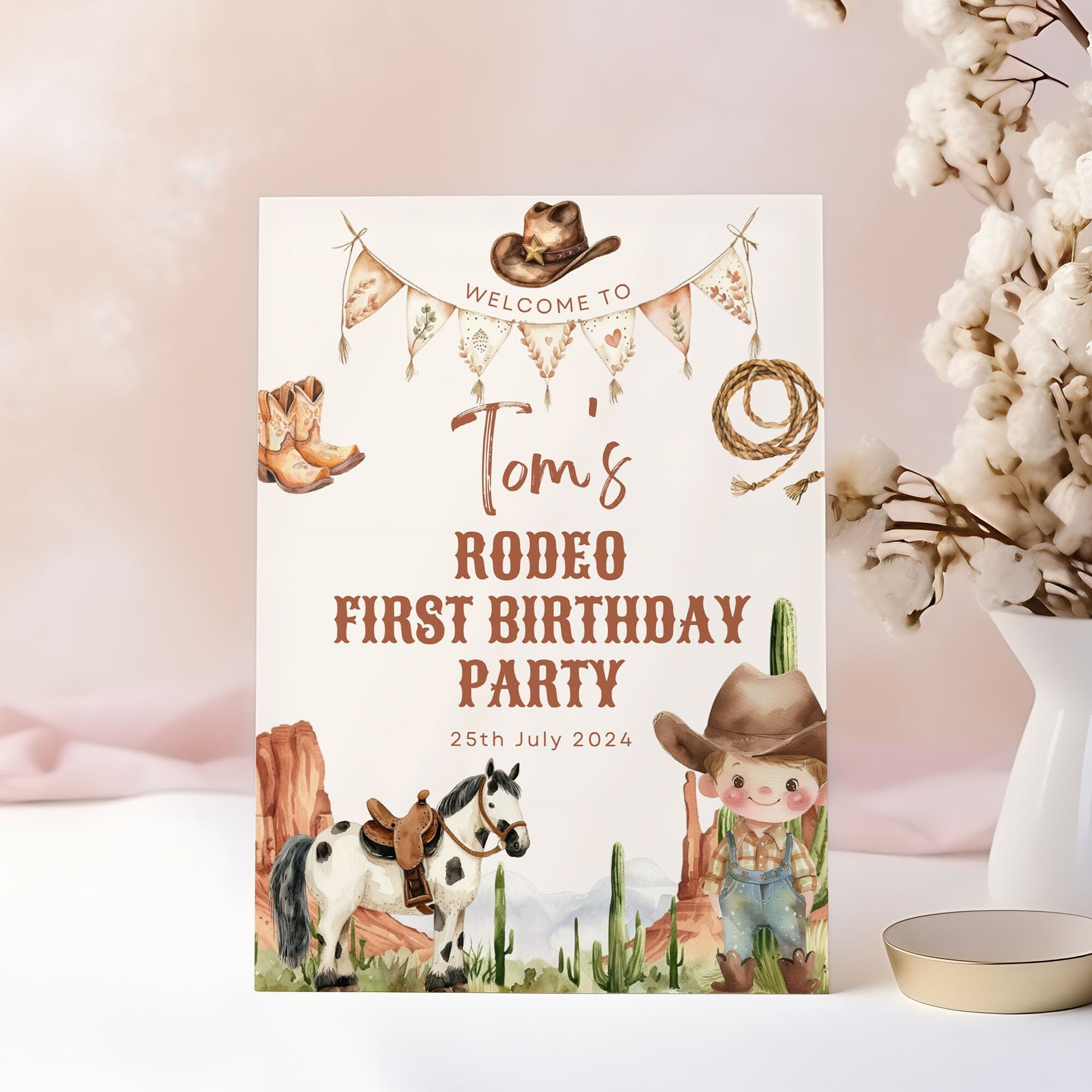 Editable My First Rodeo Birthday Party Welcome Sign, Rodeo 1st Birthday ...