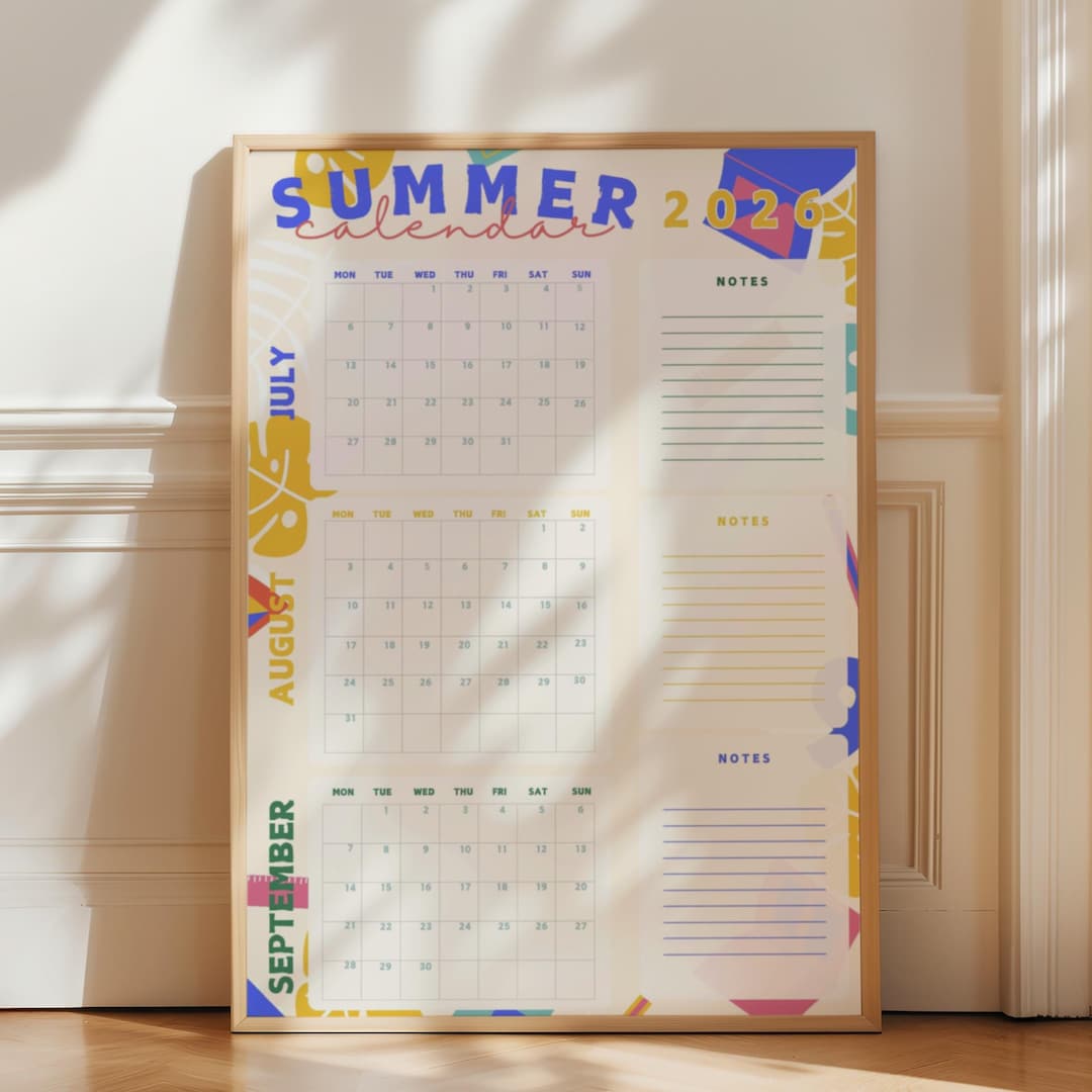 2026 Summer Break Calendar, Kids Activity Planner (digital Download ...