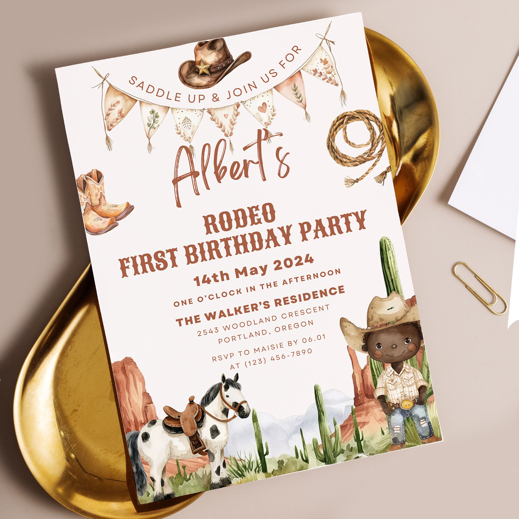 Printable My First Rodeo Birthday Invitation Template Rodeo 1st ...