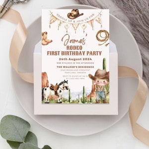 Printable My First Rodeo Birthday Invitation Template Rodeo 1st ...