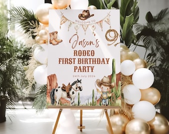 Editable Rodeo Birthday Welcome Sign, My First Rodeo Welcome Sign ...