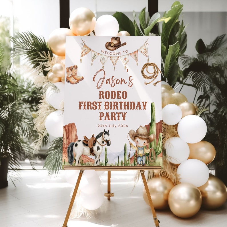 Editable My First Rodeo Birthday Party Welcome Sign, Rodeo 1st Birthday ...