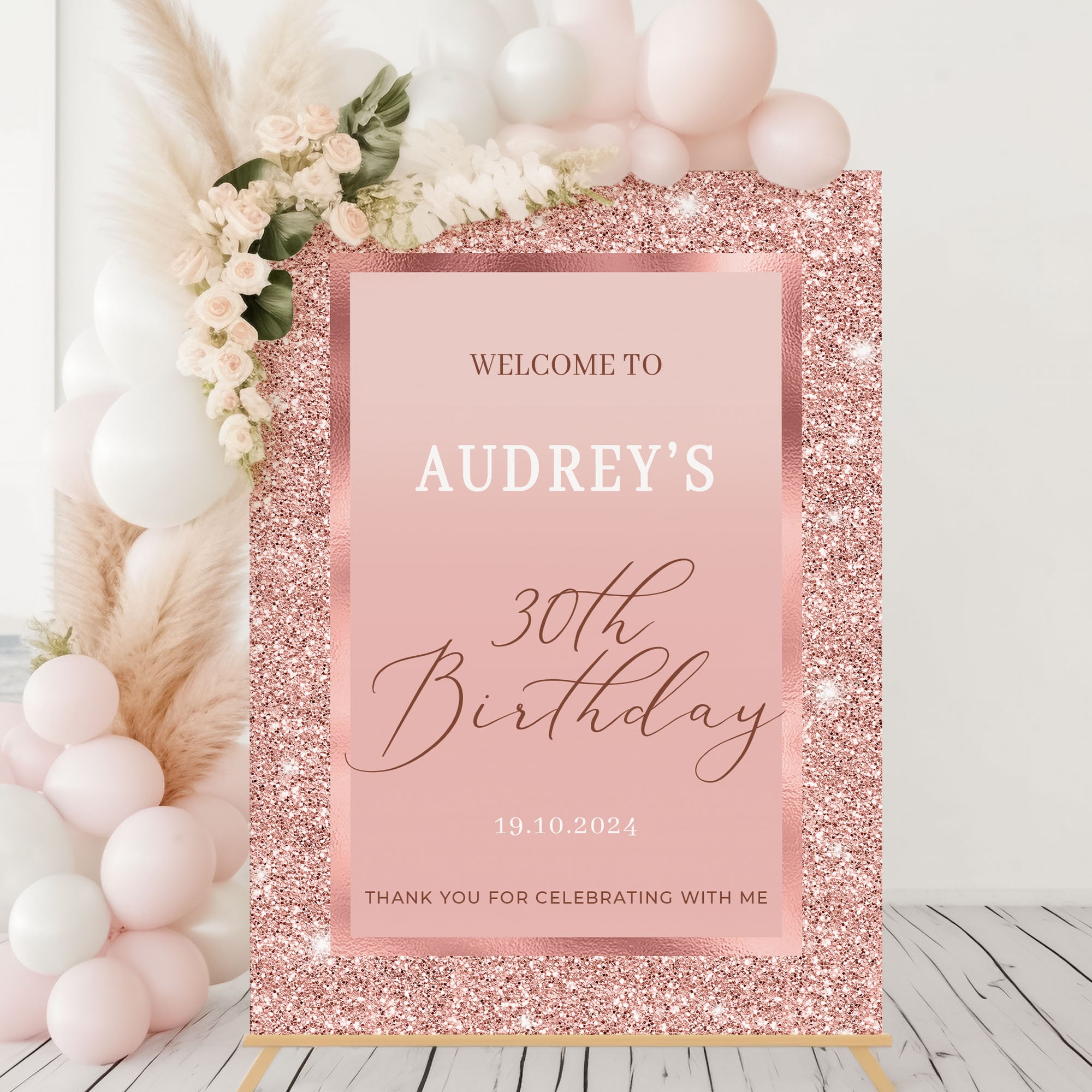 Editable Rose Gold Welcome Sign Template Pink 21st Birthday Party Sign ...