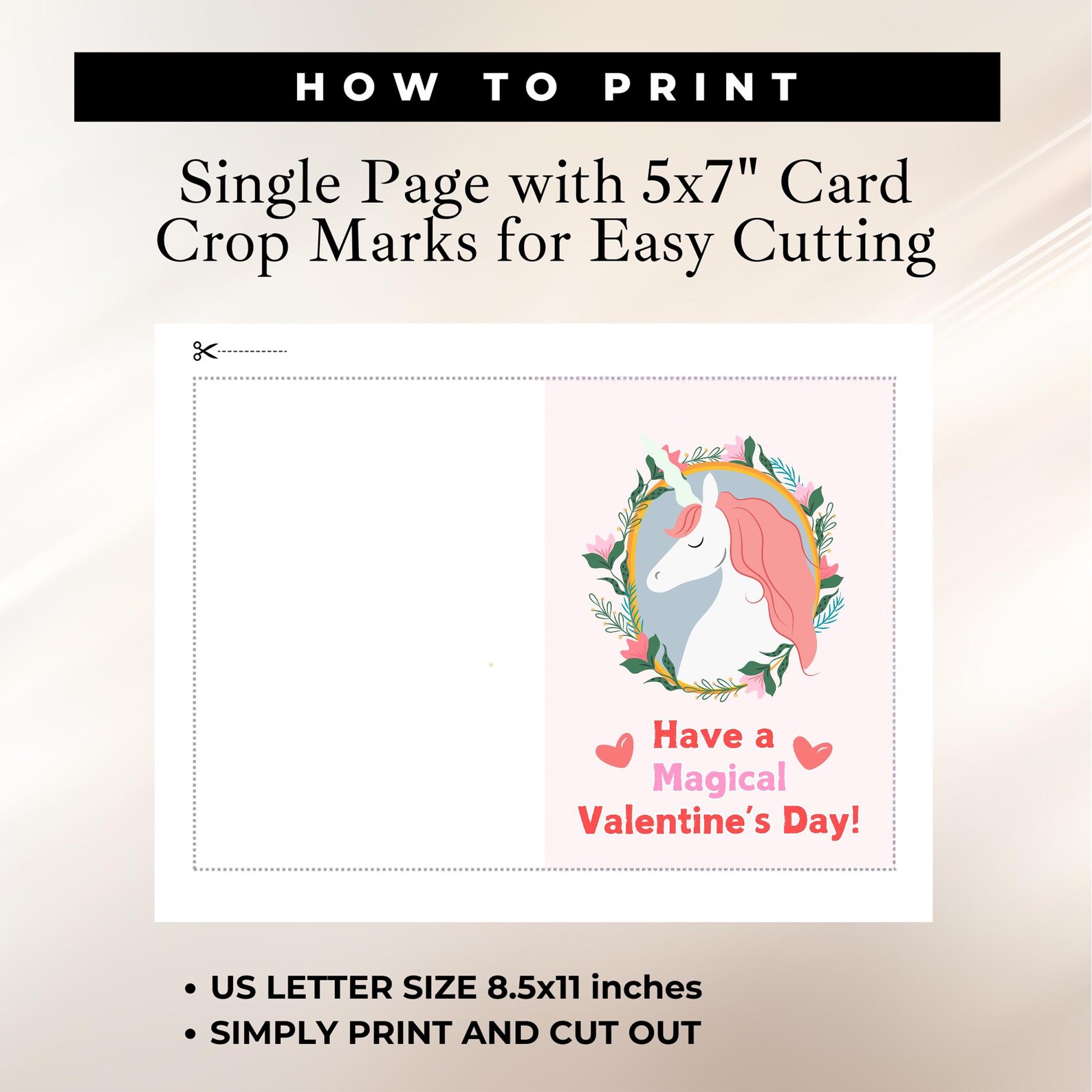 PRINTABLE Girls Valentines Cards Unicorns - Set of 6 - Unicorn Theme ...