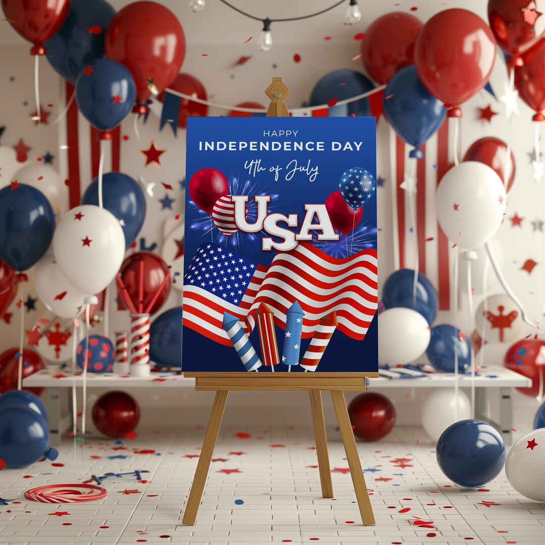 Independence Day Party Sign PDF Template 4th July Party Welcome Sign ...