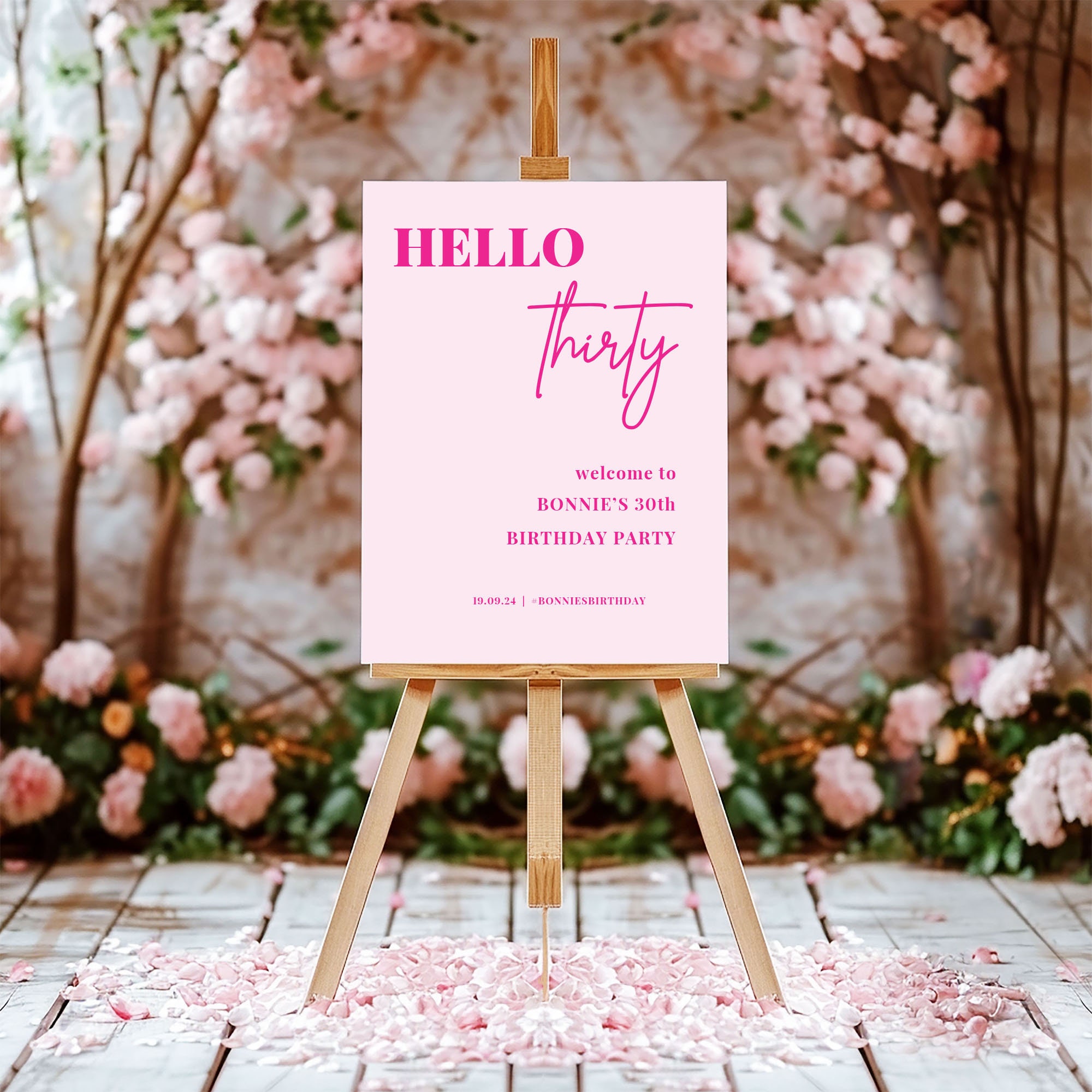 Digital Neon Pink 30th Birthday Party Welcome Sign Template Editable ...