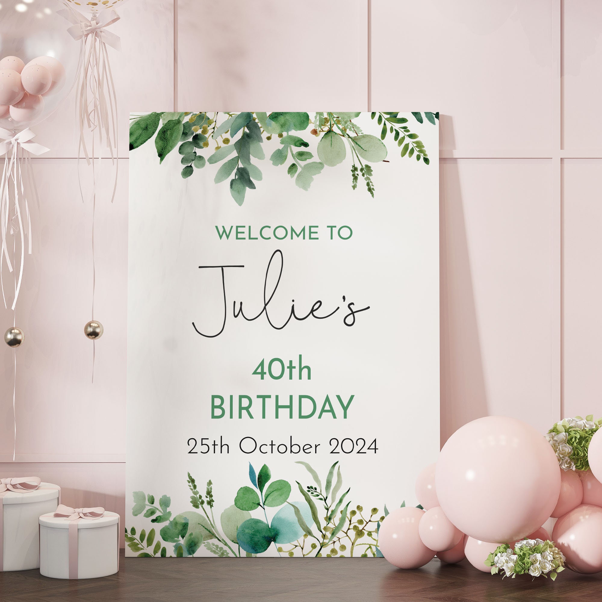 Editable Greenery Birthday Party Welcome Sign Eucalyptus Birthday Party ...