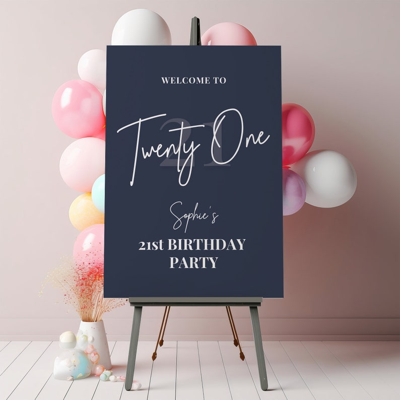 Editable Navy Birthday Party Welcome Sign 40th Birthday Party Sign for ...