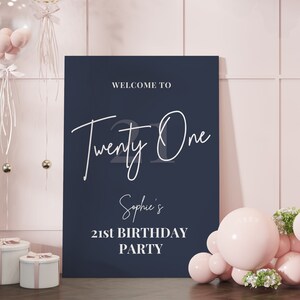 Editable Navy Birthday Party Welcome Sign 40th Birthday Party Sign for ...