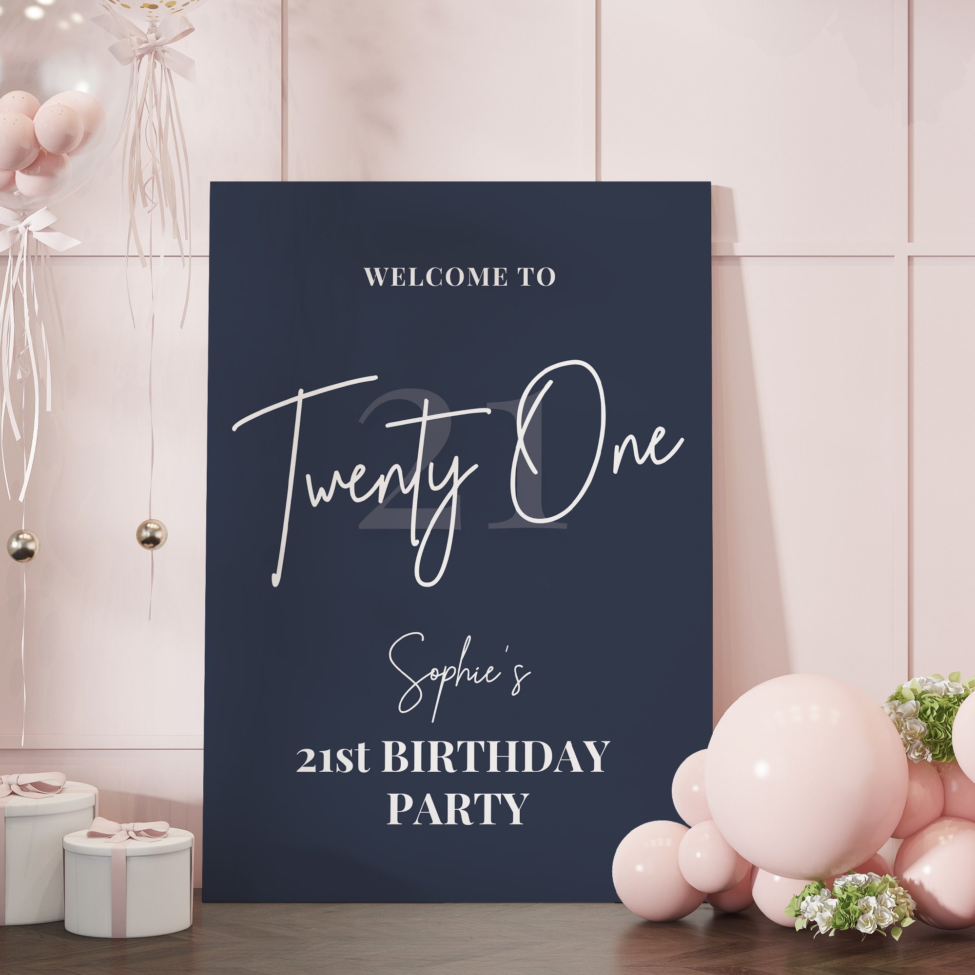 Editable Navy Birthday Party Welcome Sign 40th Birthday Party Sign for ...