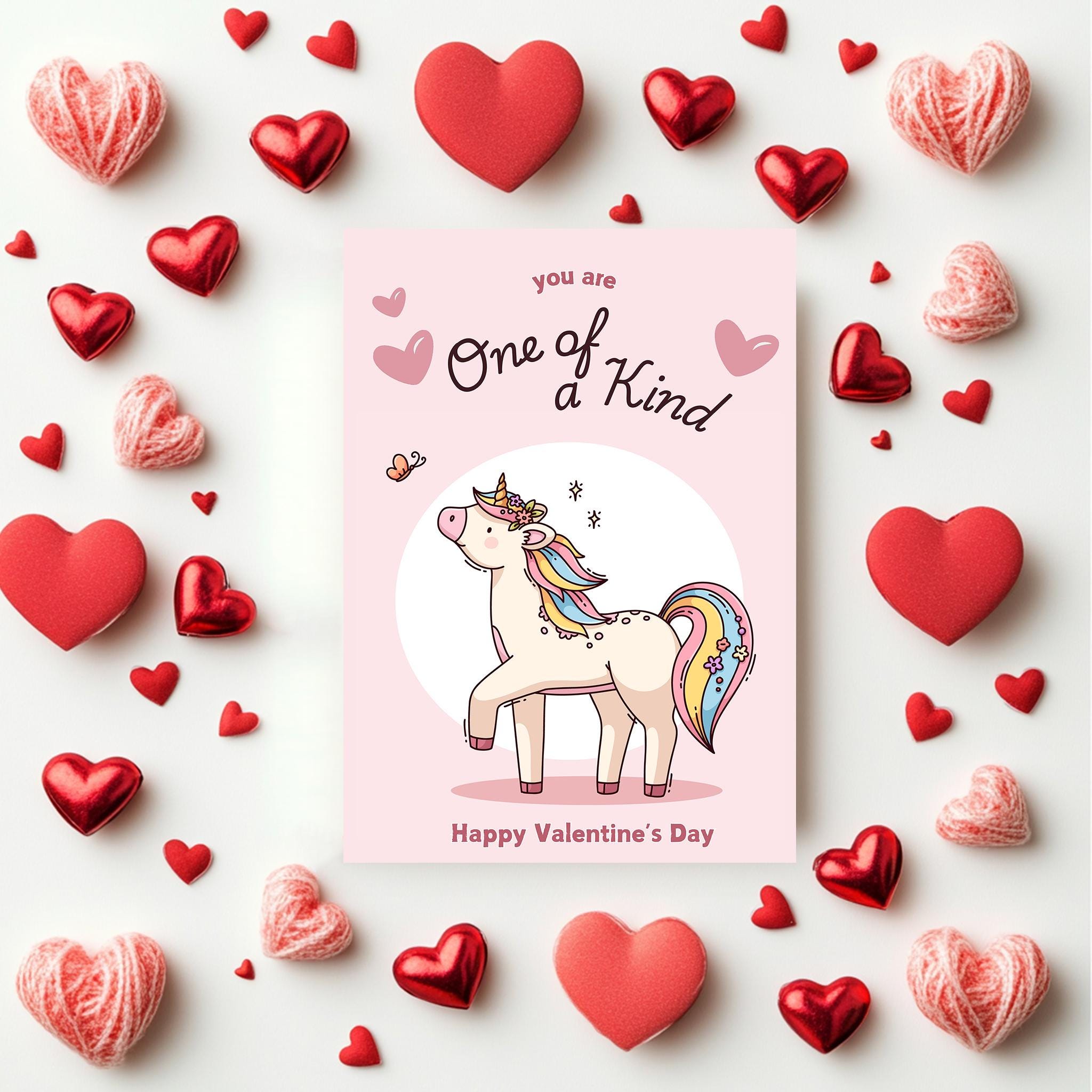 PRINTABLE Girls Valentines Cards Unicorns - Set of 6 - Unicorn Theme ...
