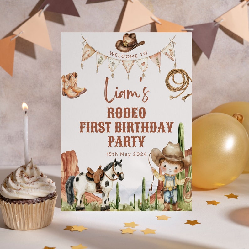 Editable My First Rodeo Birthday Party Welcome Sign, Rodeo 1st Birthday ...