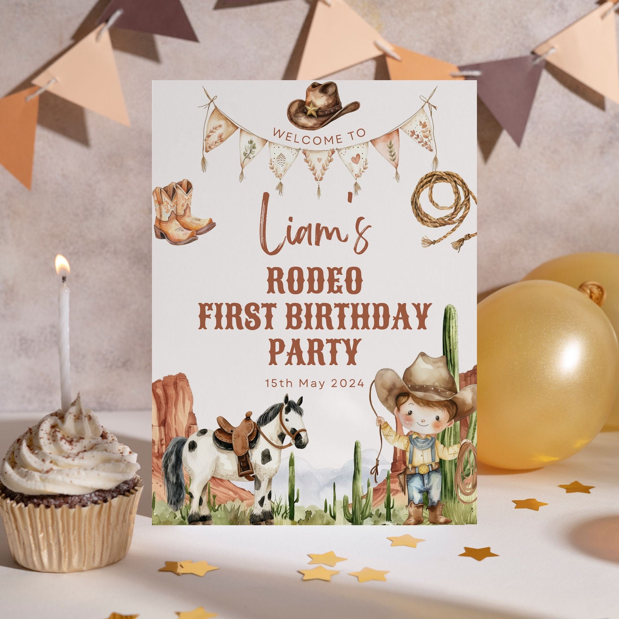 Editable My First Rodeo Birthday Party Welcome Sign, Rodeo 1st Birthday ...