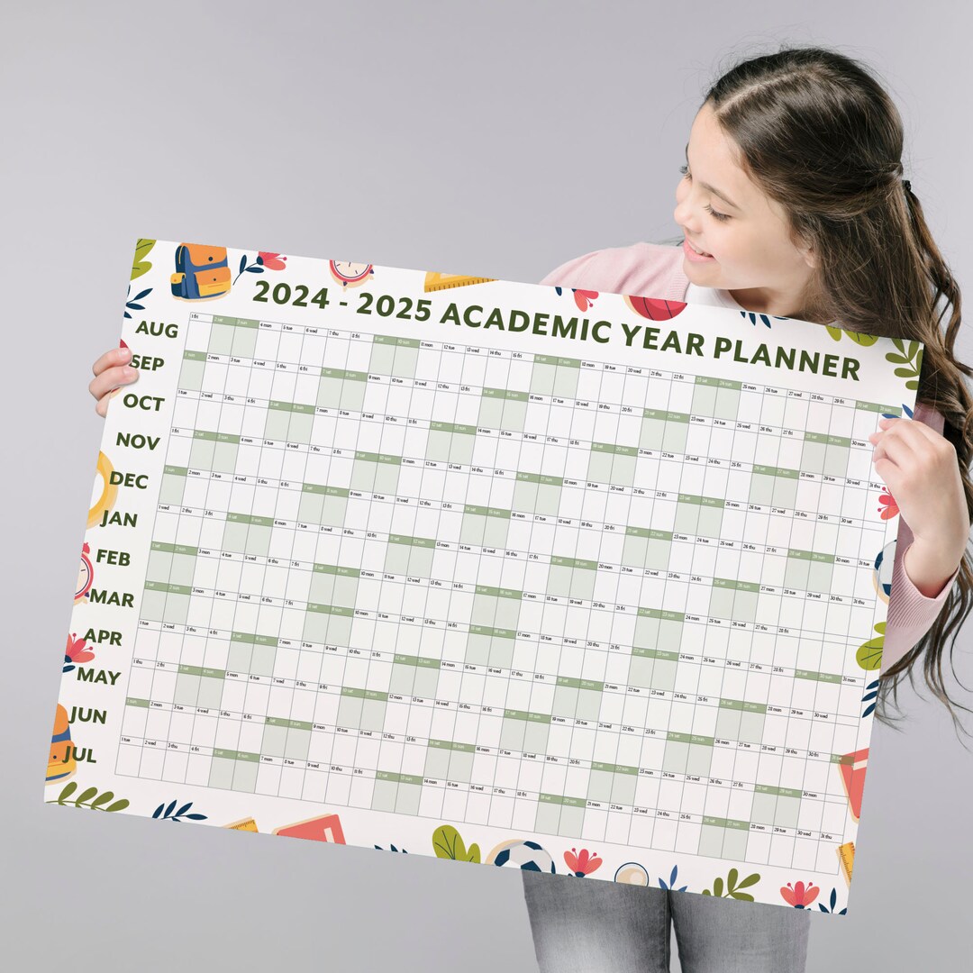 Printable Academic Year Wall Planner Teacher Wall Calendar PDF Large ...