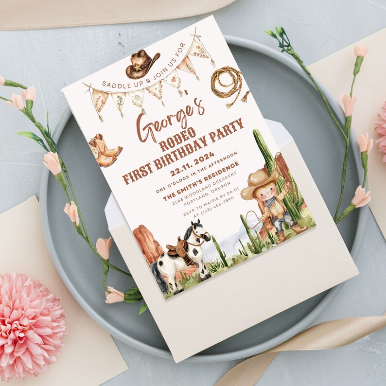 Printable My First Rodeo Birthday Invitation Template Rodeo 1st ...