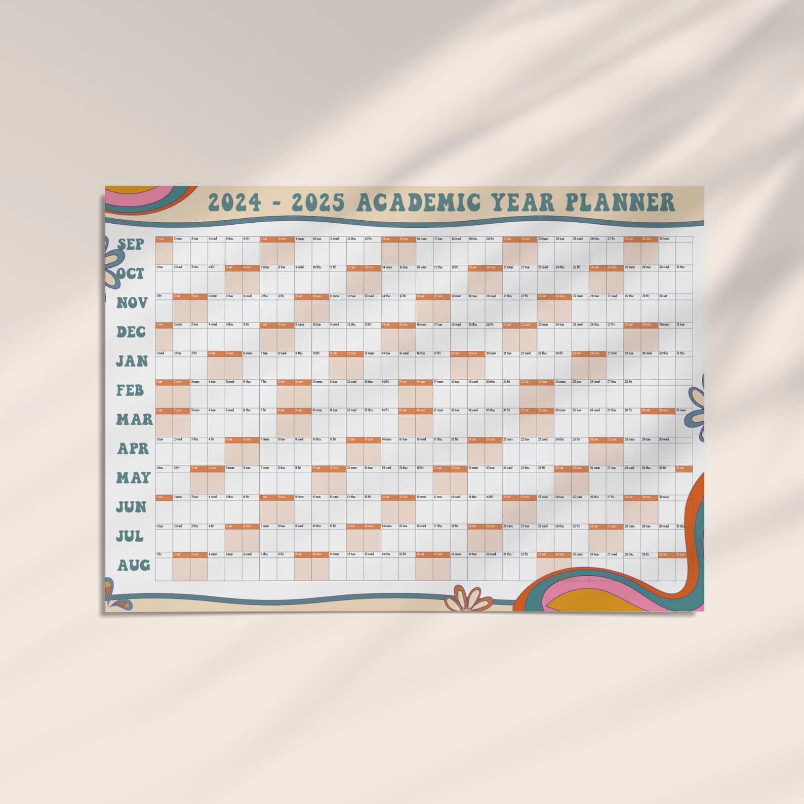 Printable Academic Teacher Wall Planner Academic Wall Calendar PDF ...