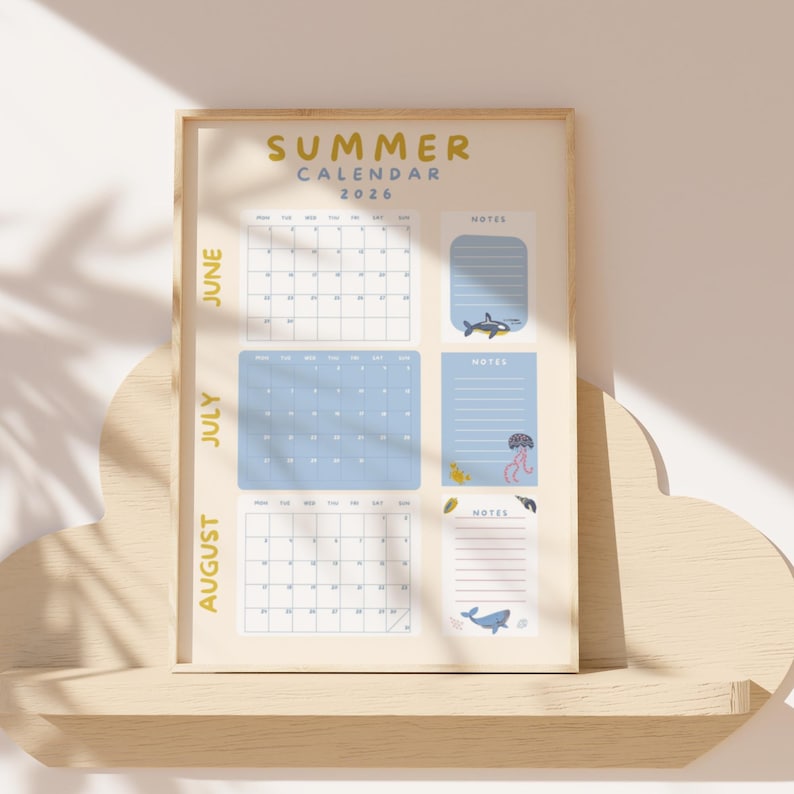 Pastel Summer Calendar 2026, Kids Activity Planner (digital Download ...