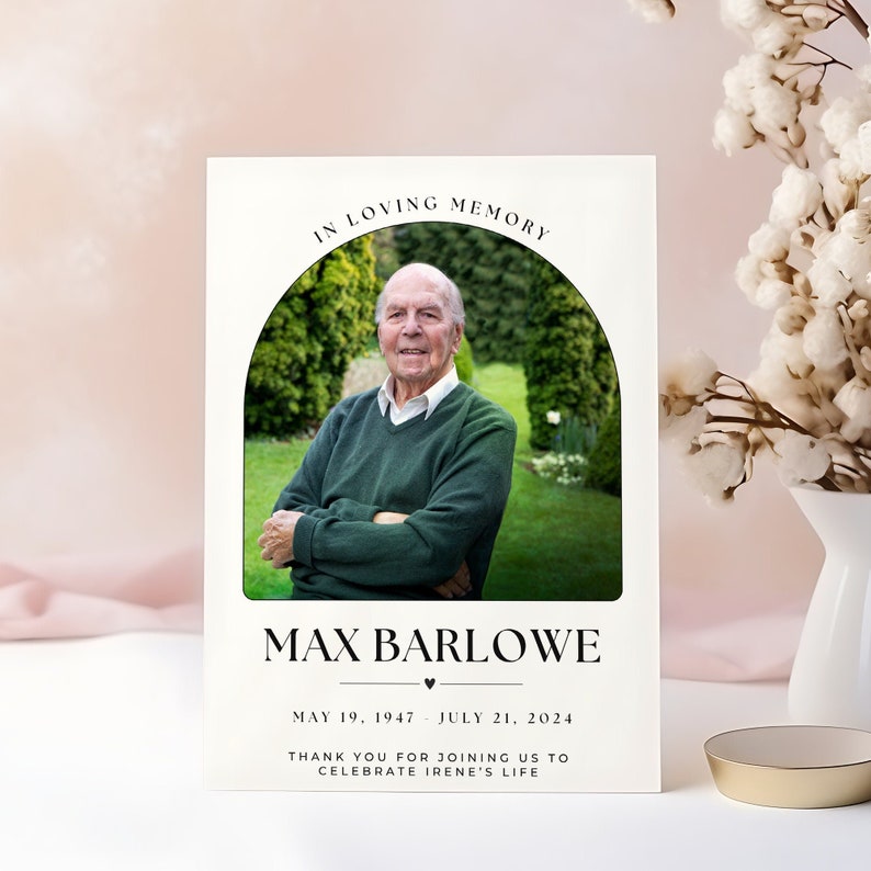 Editable Funeral Memorial Sign With Photo Memorial Funeral Sign ...