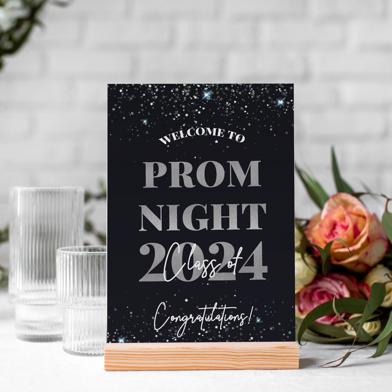Prom Party Black Silver Selfie Frame & Party Sign, Prom Night ...