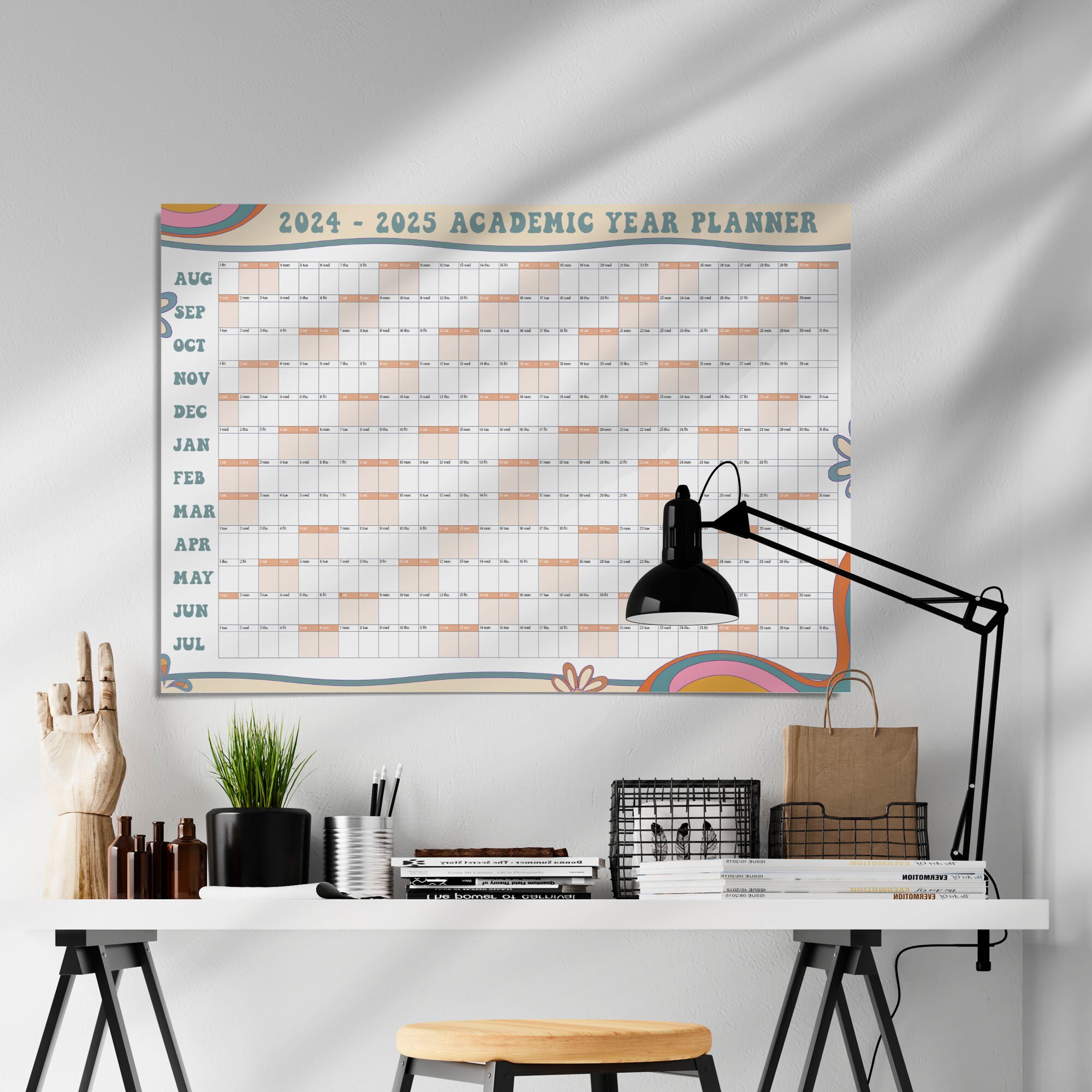 Printable Academic Teacher Wall Planner Academic Wall Calendar PDF ...