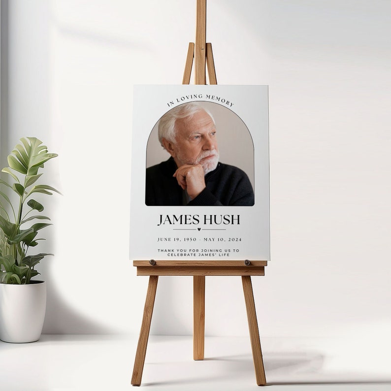 Editable Funeral Memorial Sign With Photo Memorial Funeral Sign ...